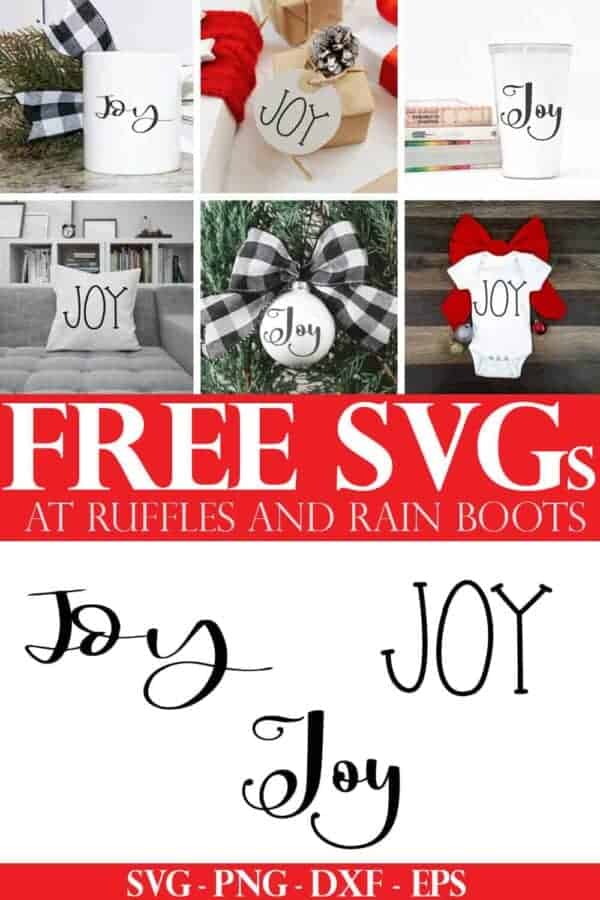 Three Different Joy SVG Cut Files for Cricut and Silhouette
