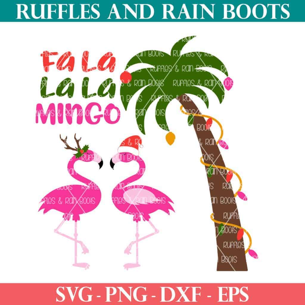Flamingo Christmas SVG - Fa La La La Mingo Tropical Christmas
