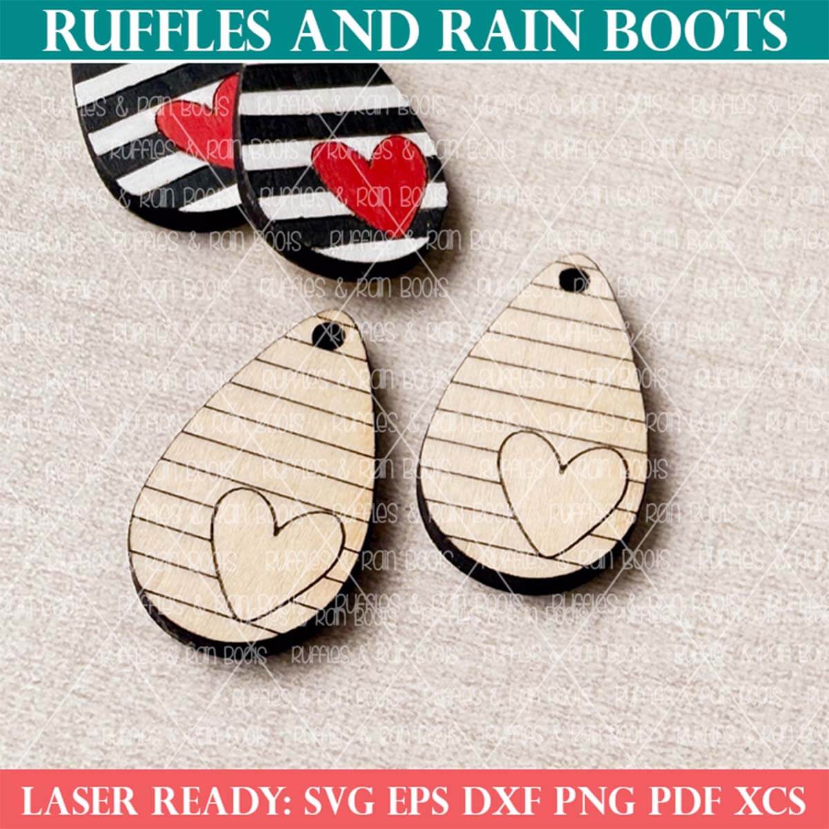 Laser Cut Heart Earrings SVG