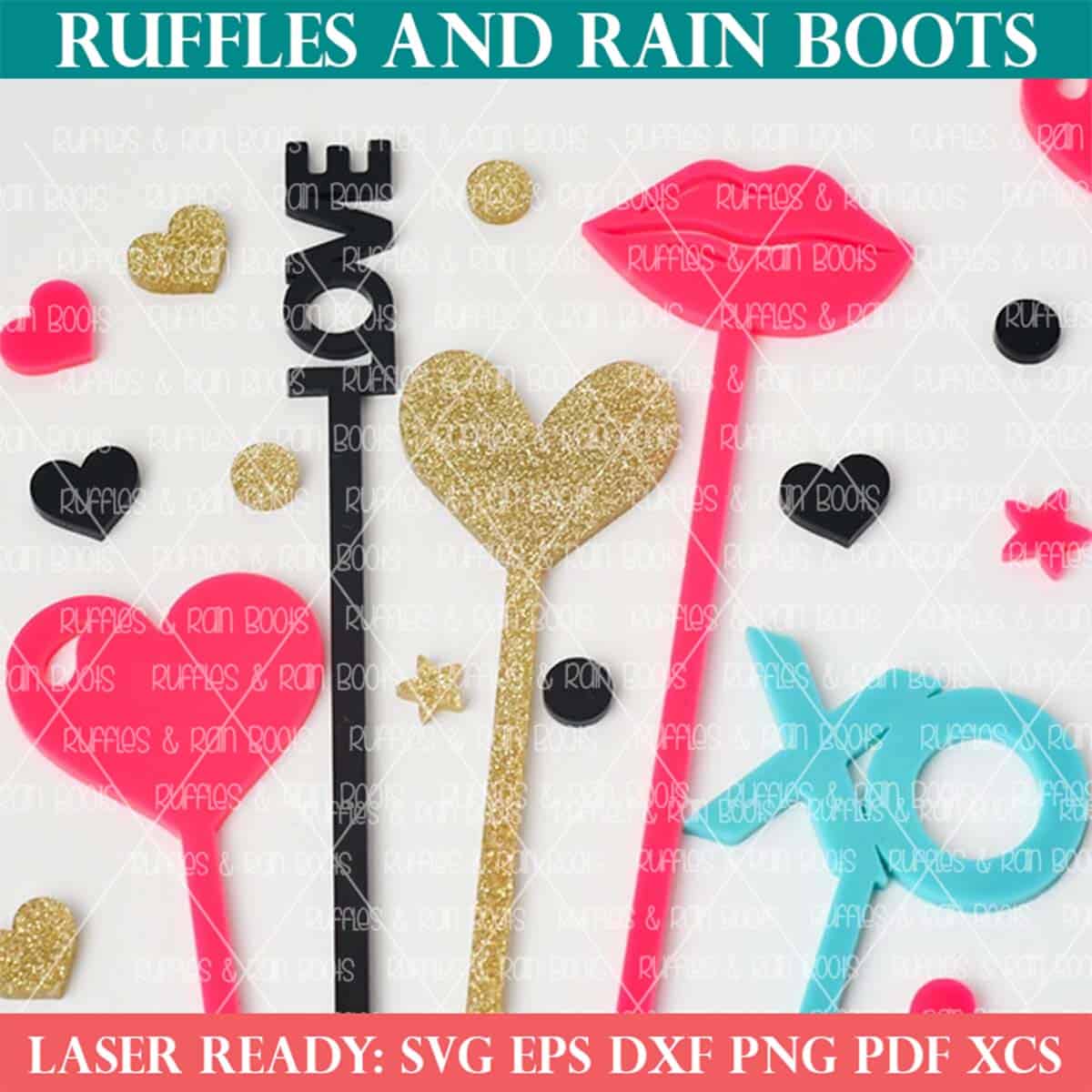 LOVE Theme Acrylic Stir Sticks SVG Bundle - Ruffles and Rain Boots